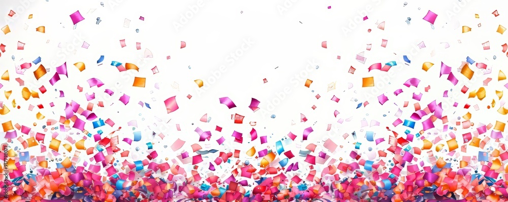 seamless border with colorful ribbon confetti frame template for party ...