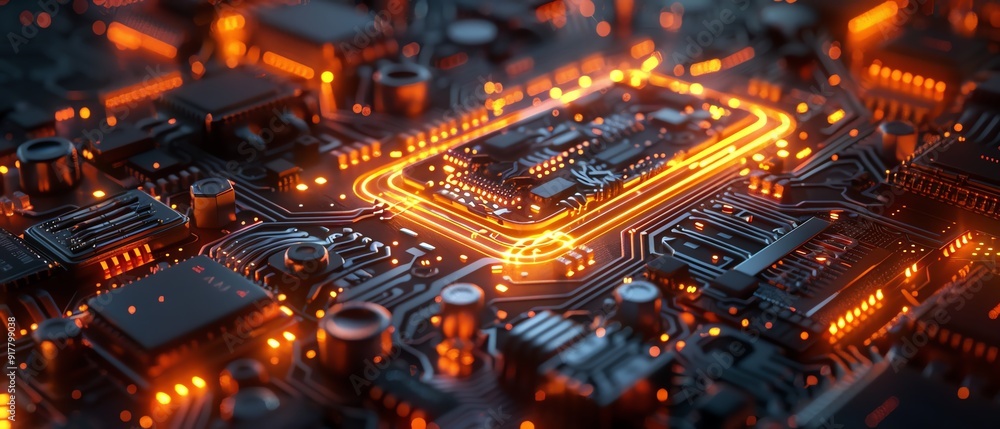 8K quality graphic of a cuttingedge chipset, cyberpunk design, detailed ...