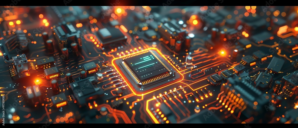 8K quality graphic of a cuttingedge chipset, cyberpunk design, detailed ...