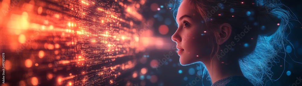 Quantum computer lab, holographic interfaces, researchers from various ...