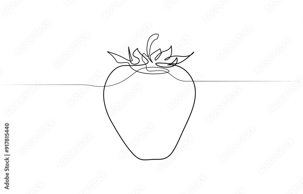 Poster Vector illustration with continuous line drawing Strawberries ...