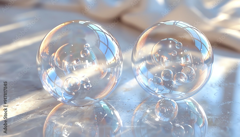 Generate a pair of highly detailed bubbles for a video game ...