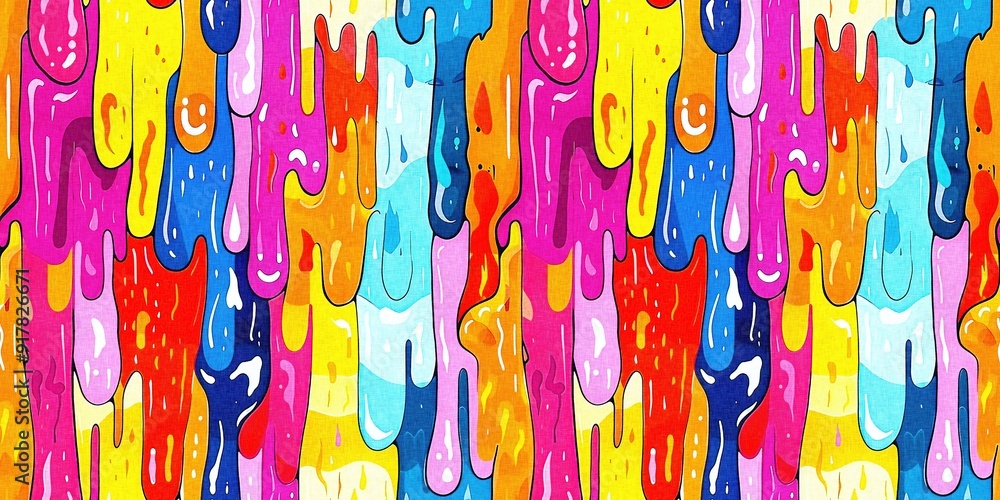 Fun dripping paint effect digital banner pattern with whimsical ink ...