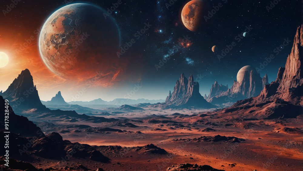 Amazing red planet Mars in deep stellar space. Journey to Mars Concept ...