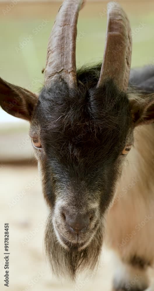 Head shot of adorable miniature goat. The African Pygmy Goat is the ...