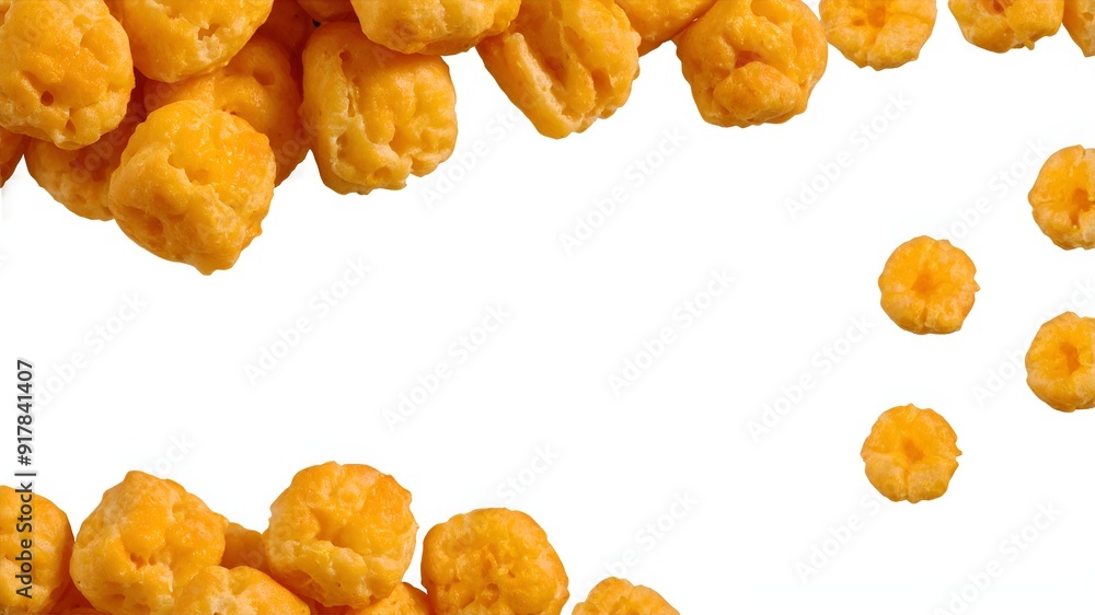 Puffed corn snacks cheesy isolated on white background, Puff corn or ...