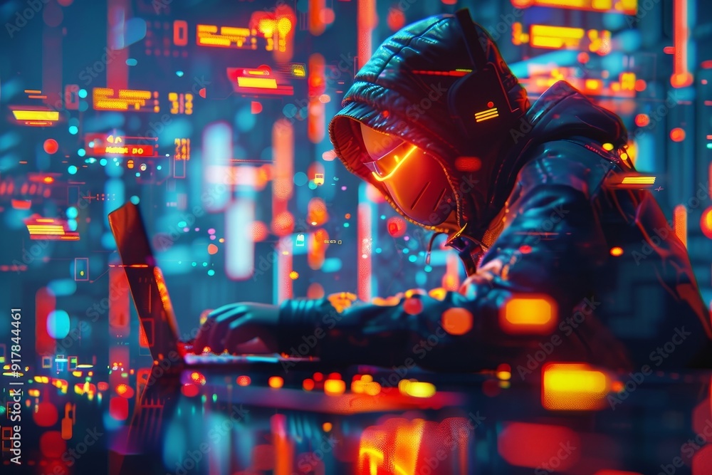 3d illustration of Data phishing concept, Hacker and Cyber criminals phishing stealing private ...