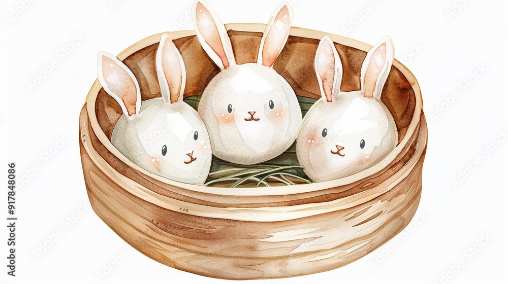 Usagi-manju (rabbit-shaped steamed buns) filled with sweet bean paste ...