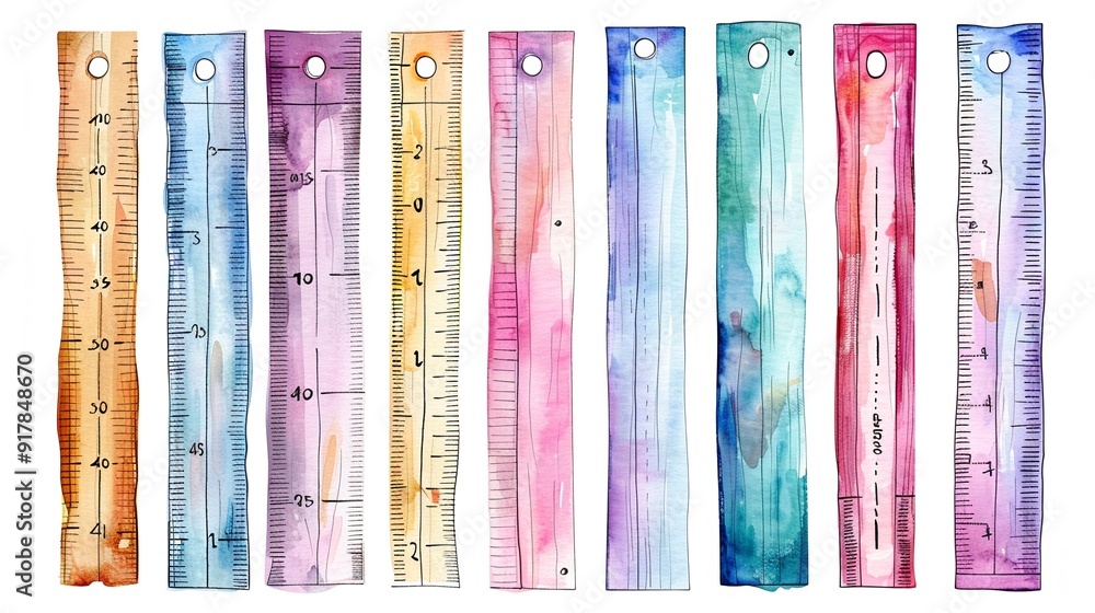 Rulers with metric and imperial measurements,Clipart, watercolor ...