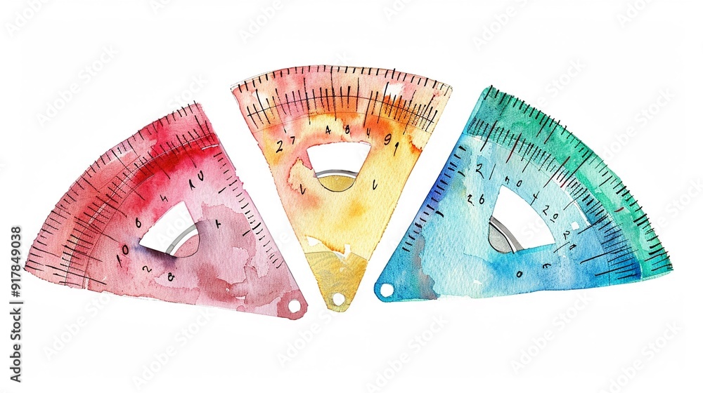 Protractors for measuring angles,Clipart, watercolor illustration ...