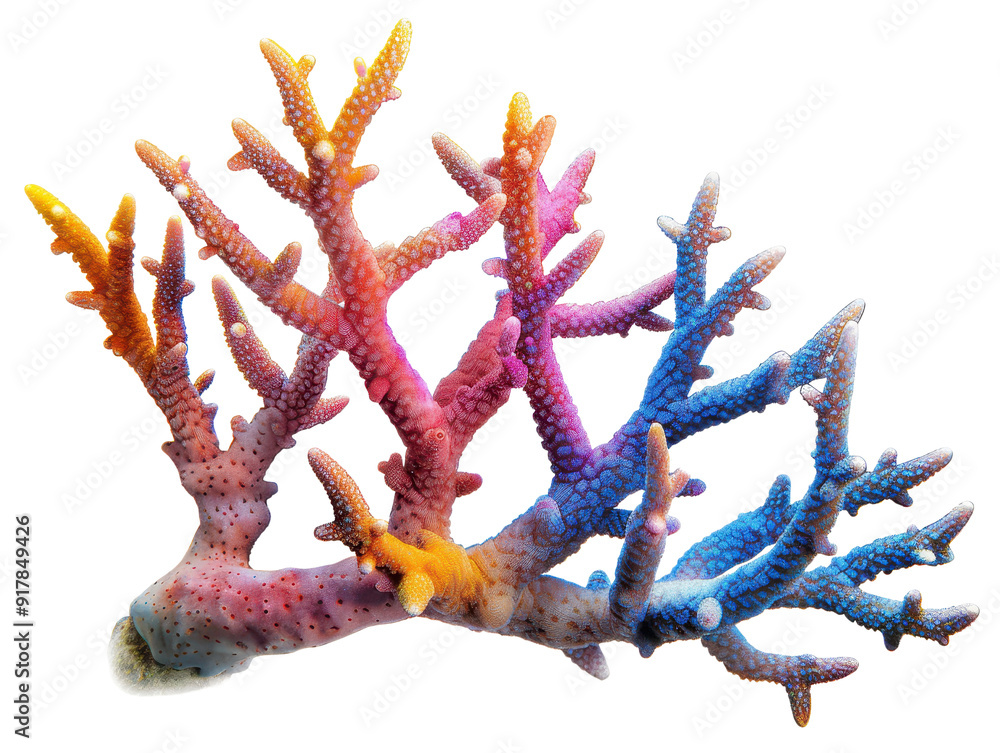 Vibrant coral showcasing a spectrum of colors, representing underwater ...