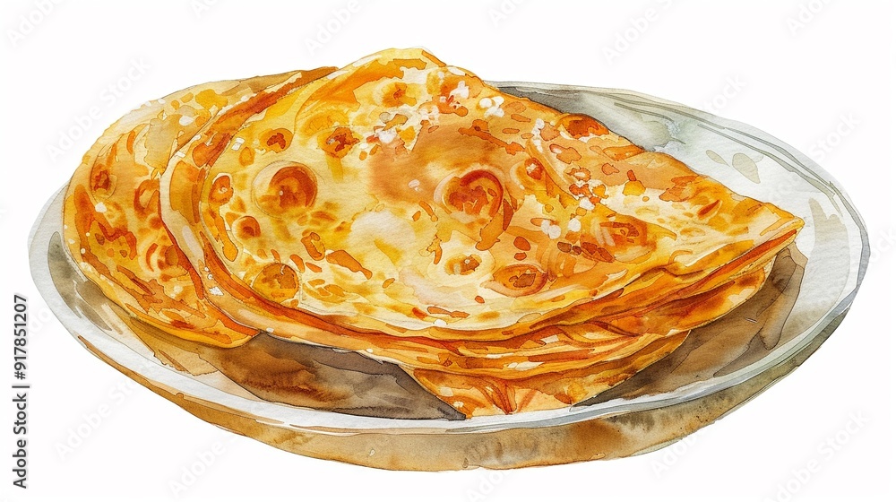 Roti (Thai flatbread) served with sweetened condensed milk and sugar ...