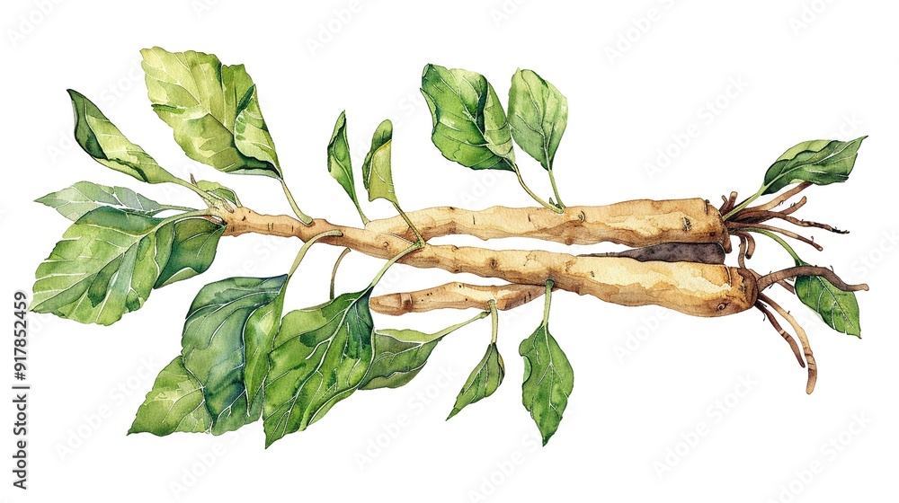 Kuwai (arrowhead root) clipart,Clipart, watercolor illustration ...