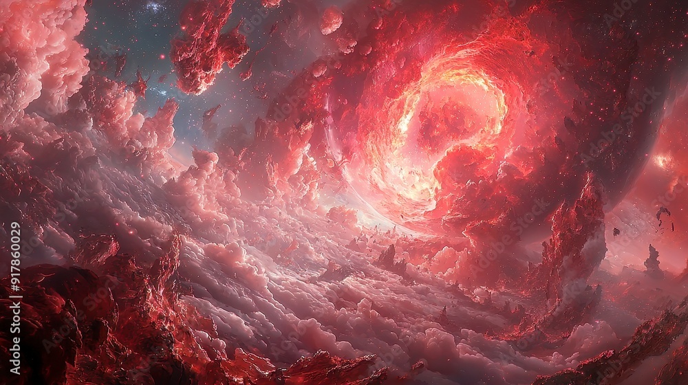 Celestial Planescape, a vivid portrayal of a primordial hellscape ...