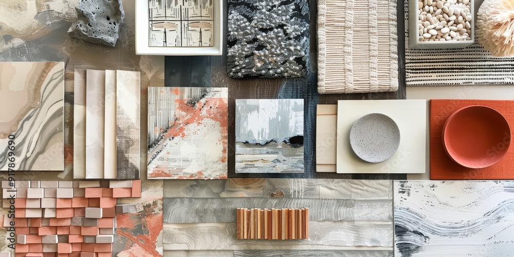 Mood board displaying a curated selection of design elements, including ...