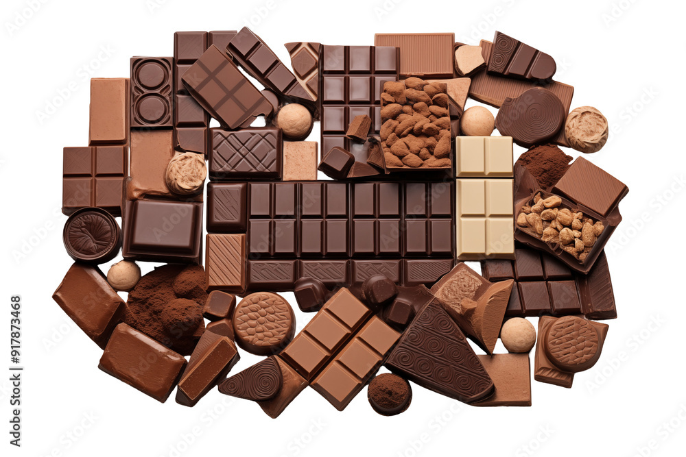 Top view chocolates on transparent background. Topics related to ...