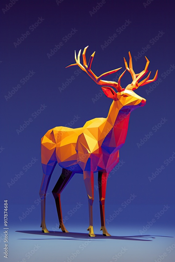 a 3d model of an color animal with very low matte polygon count ...
