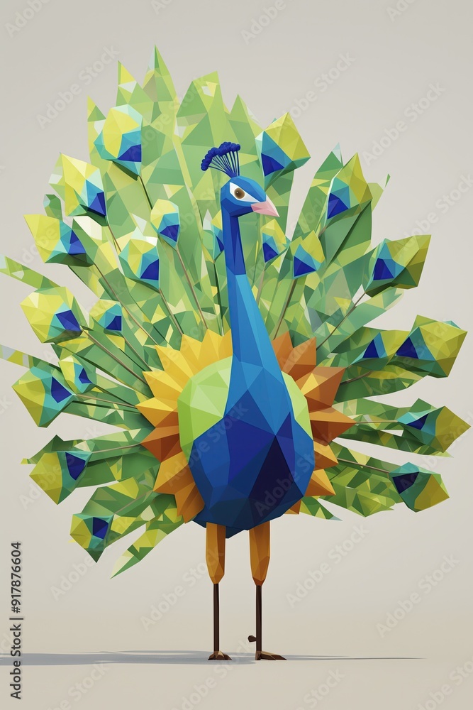 a 3d model of an color animal with very low matte polygon count ...