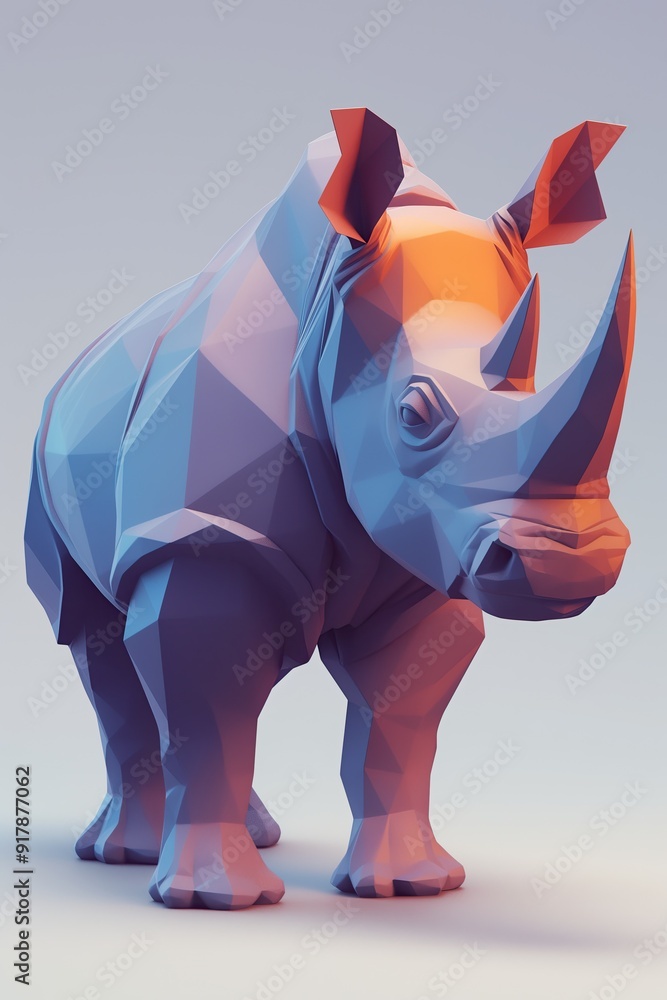a 3d model of an color animal with very low matte polygon count ...