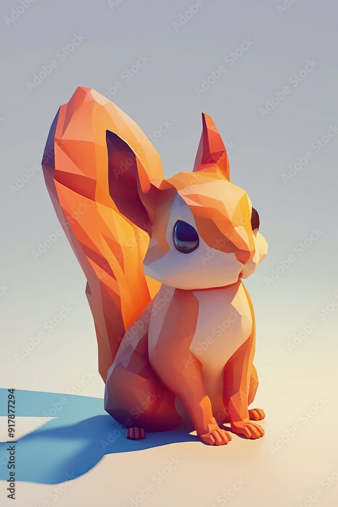 a 3d model of an color animal with very low matte polygon count ...