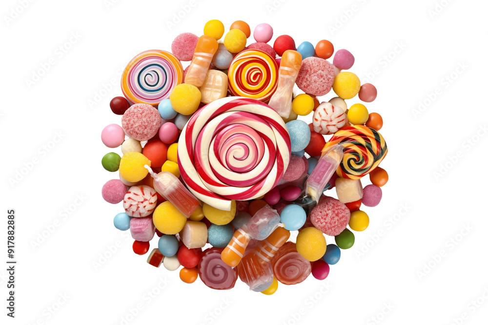 Candies top view on transparent background. Themes related to candies ...