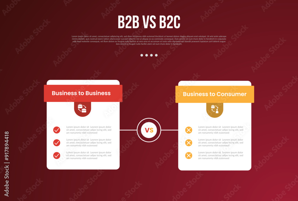 B2B vs B2C business infographic for comparison data or versus with ...