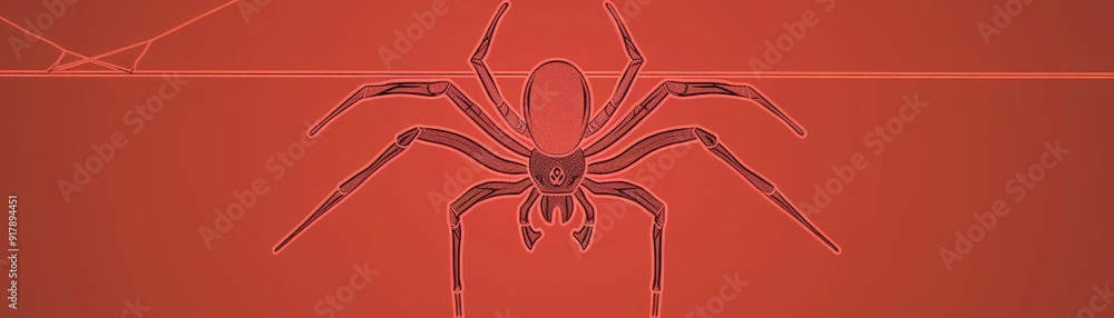 Abstract Red Spider Web Design - A minimalist design featuring a red ...