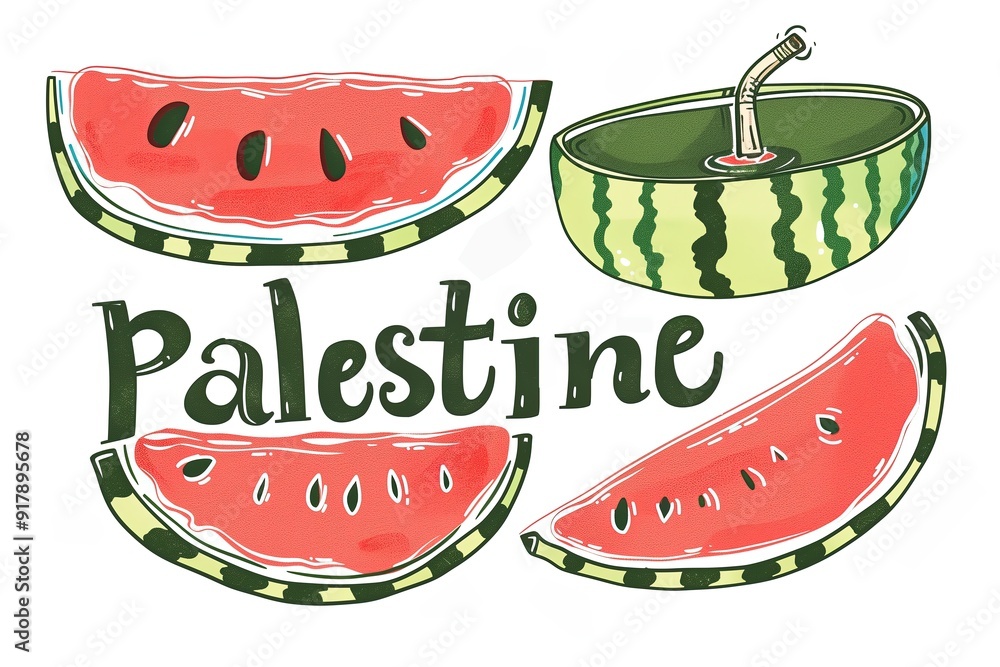 Cartoon style poster with the reference to the land of Palestine. A ...