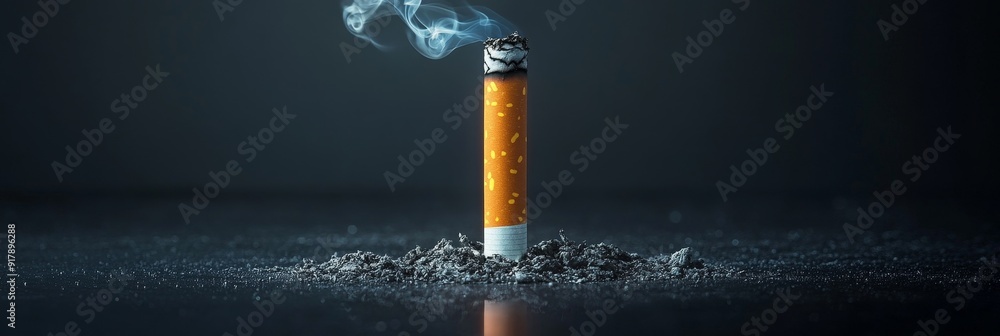 Cigarette Smoke and Ash - Stop Smoking Concept - A single cigarette ...