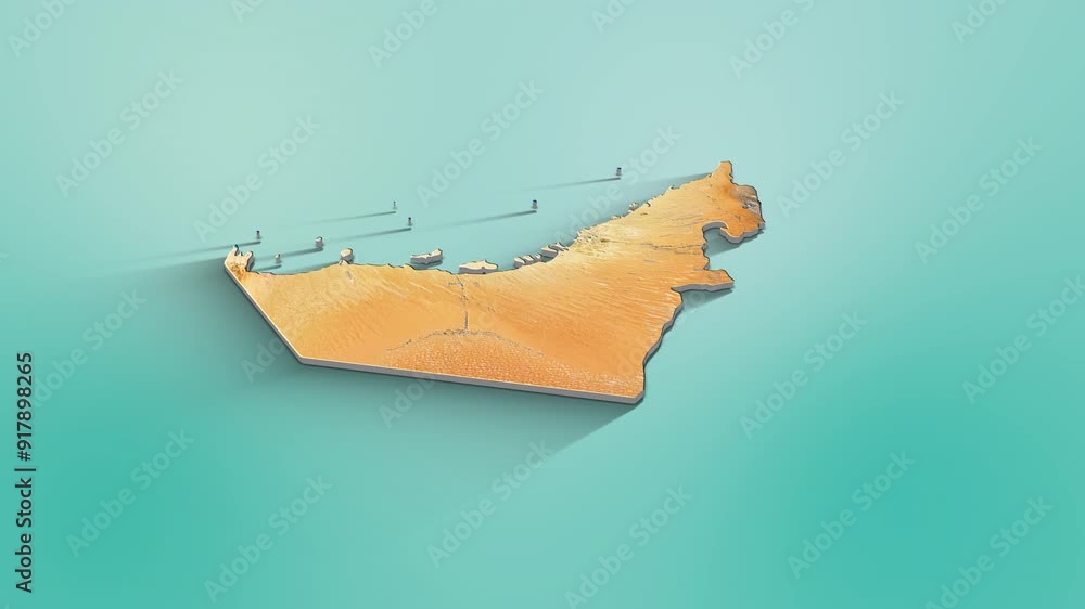 United Arab Emirates Map Animation. 3d animation of UAE map Stock ビデオ ...