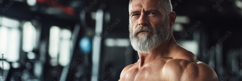 Determined Senior Man Posing in Gym, Fitness Motivation for Over 50 - A ...