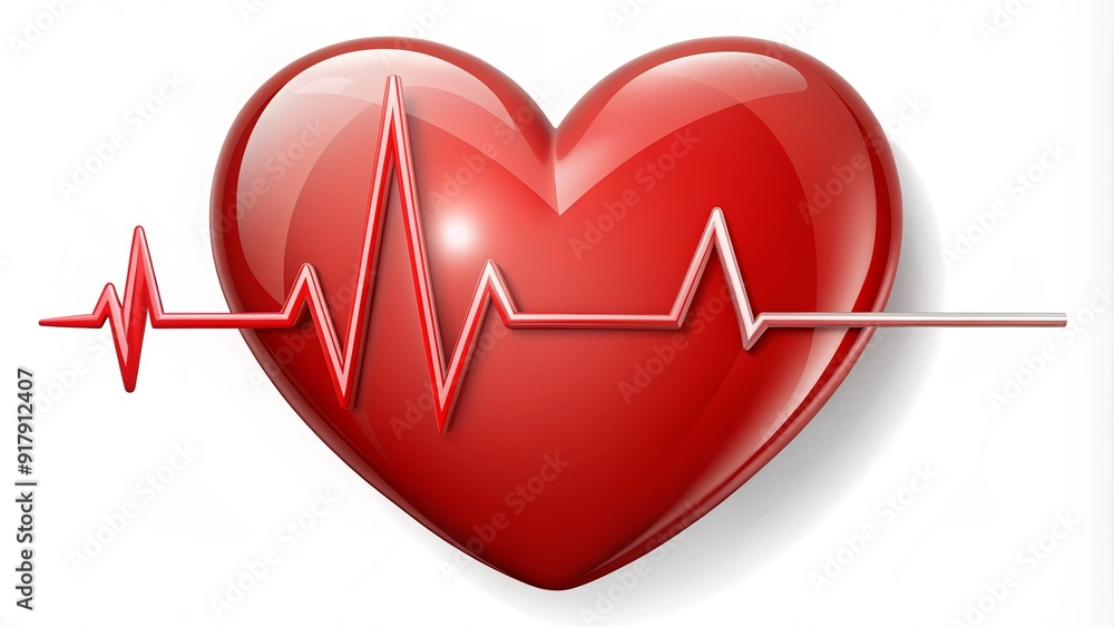 Red emergency heart attack icon with broken heart symbol and EKG line ...