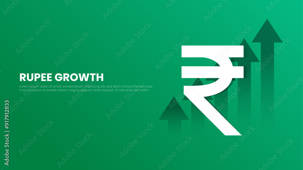 Indian Currency Rupee Rising Upward Graph arrow. Indian Economy Growth ...