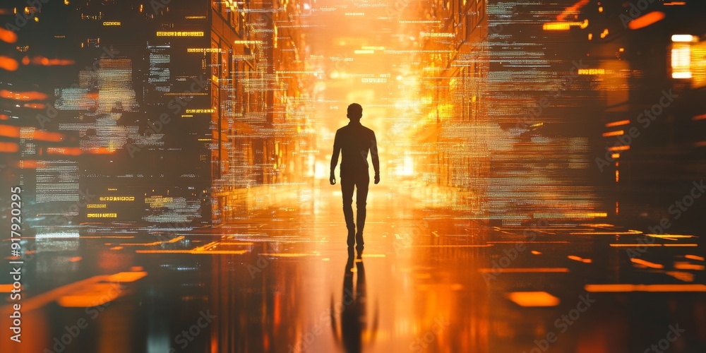 AI-Powered Future: Silhouette Striding Through the Realm of Machine ...