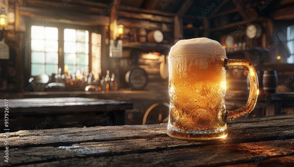 Golden Mug of Ale with Cozy Rustic Ambiance of Irish Pub Background ...