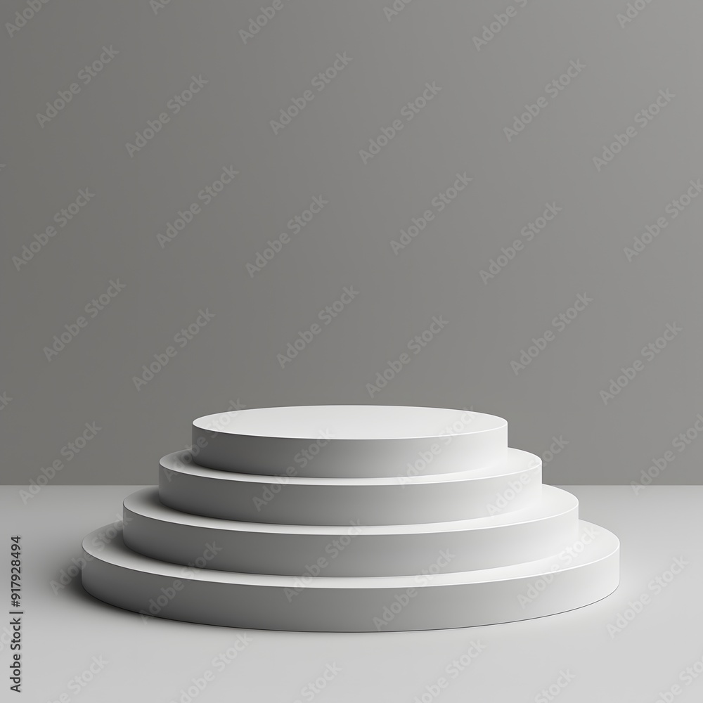White Pedestal Platform. A white pedestal platform with four levels ...