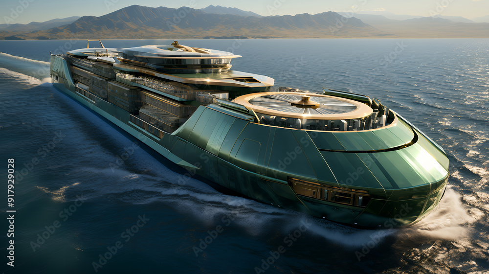 Autonomous cargo ship of the future with huge rotary engine with solar ...
