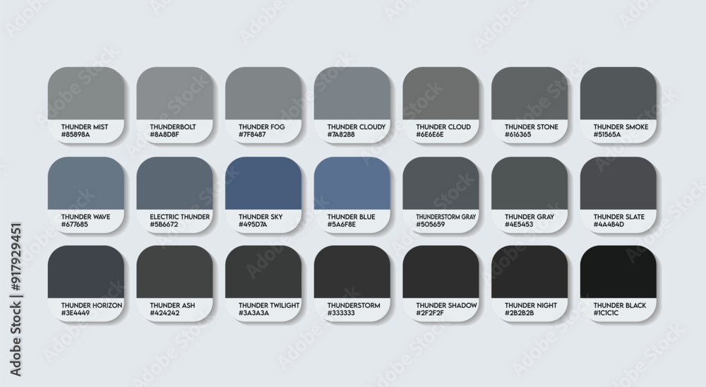 Thunder Color Palette, Thunder Gray Color Guide Palette with Color ...