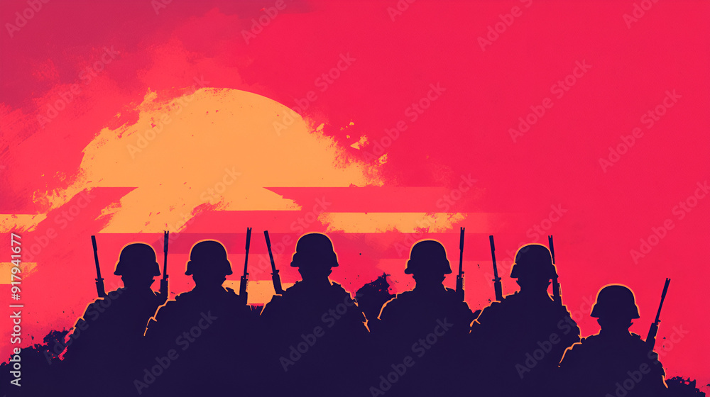 Silhouettes of Soldiers in a Wartime Setting: A Powerful Visual for ...