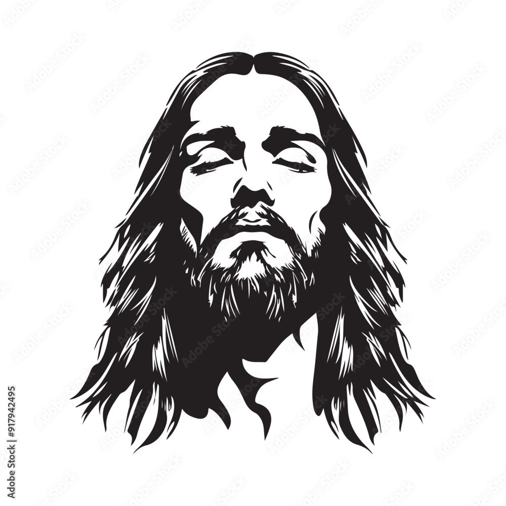 Jesus Face Stock Vector Illustration isolated on white background Stock ...