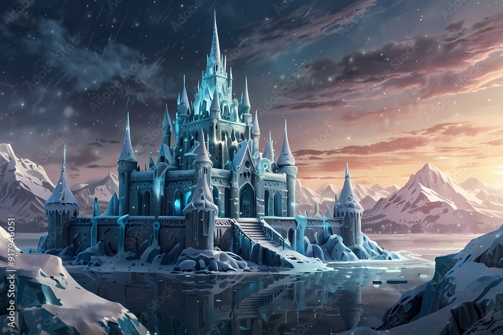 Mythical Ice Kingdom with Crystal Palaces and Frozen Landscapes – A ...