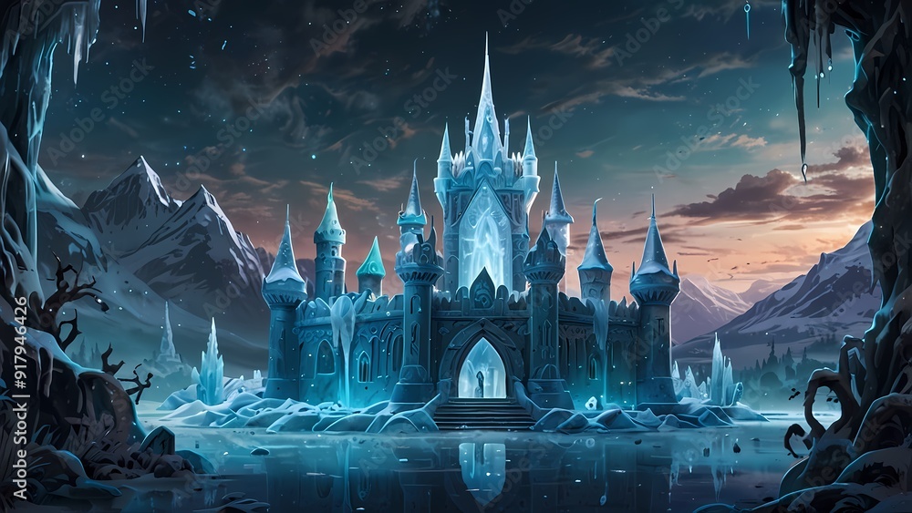 Mythical Ice Kingdom with Crystal Palaces and Frozen Landscapes – A ...