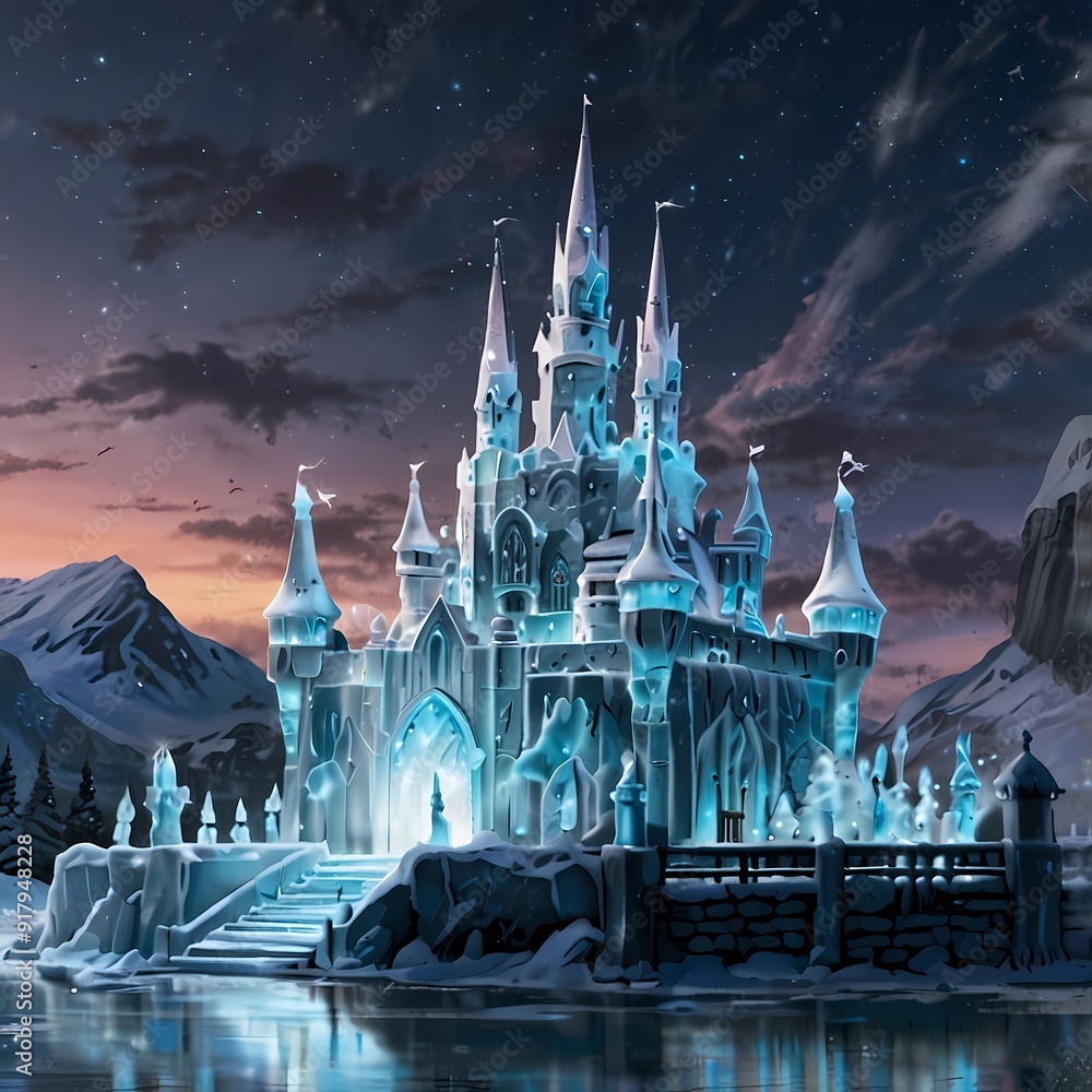 Mythical Ice Kingdom with Crystal Palaces and Frozen Landscapes – A ...