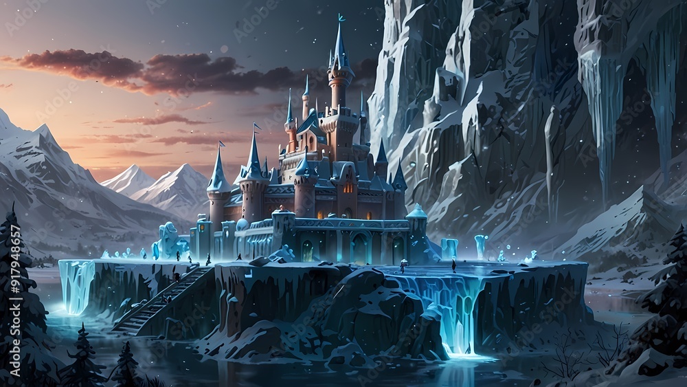 Mythical Ice Kingdom with Crystal Palaces and Frozen Landscapes – A ...