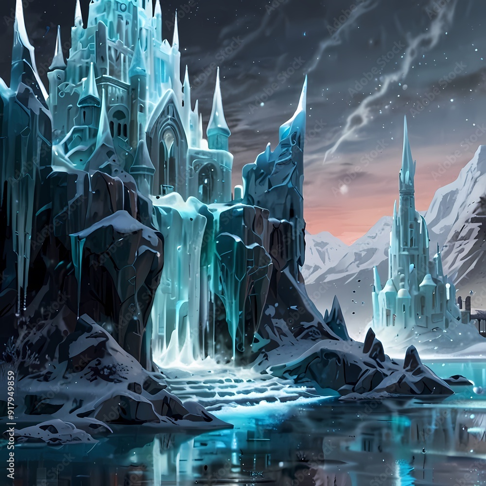 Mythical Ice Kingdom with Crystal Palaces and Frozen Landscapes – A ...