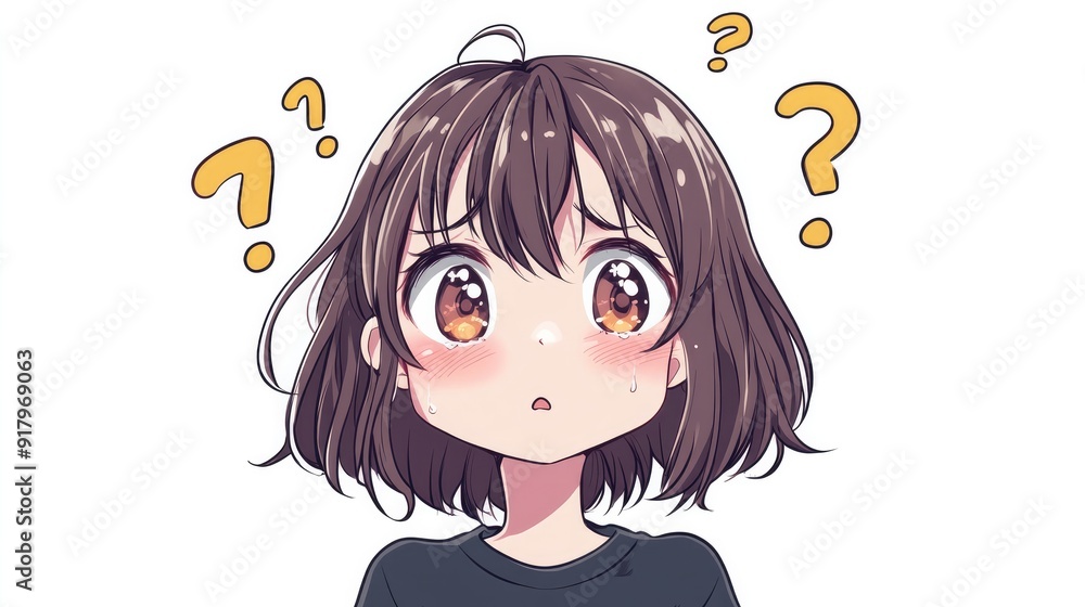 Adorable anime character showing confusion with tilted head and ...
