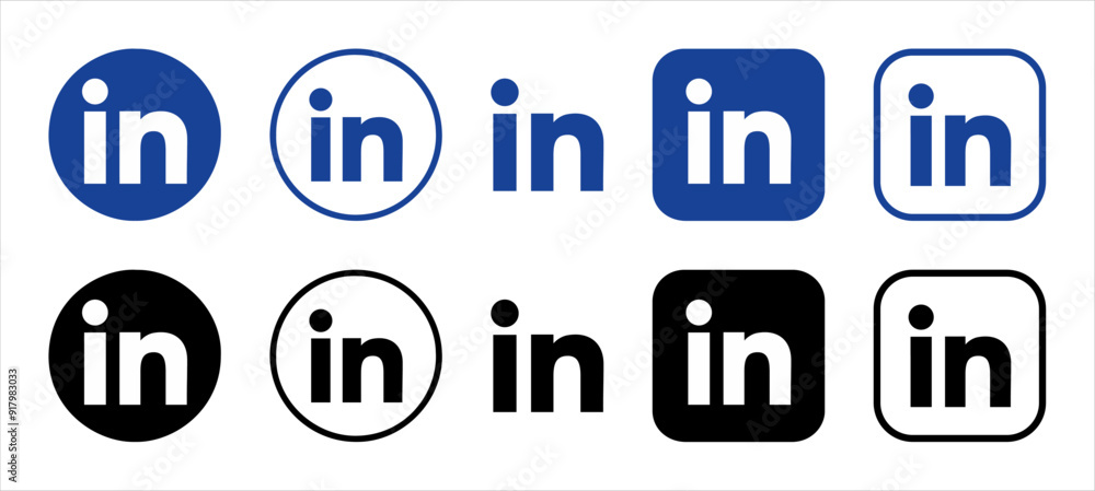 High resolution LinkedIn social media icon set isolated on transparent ...