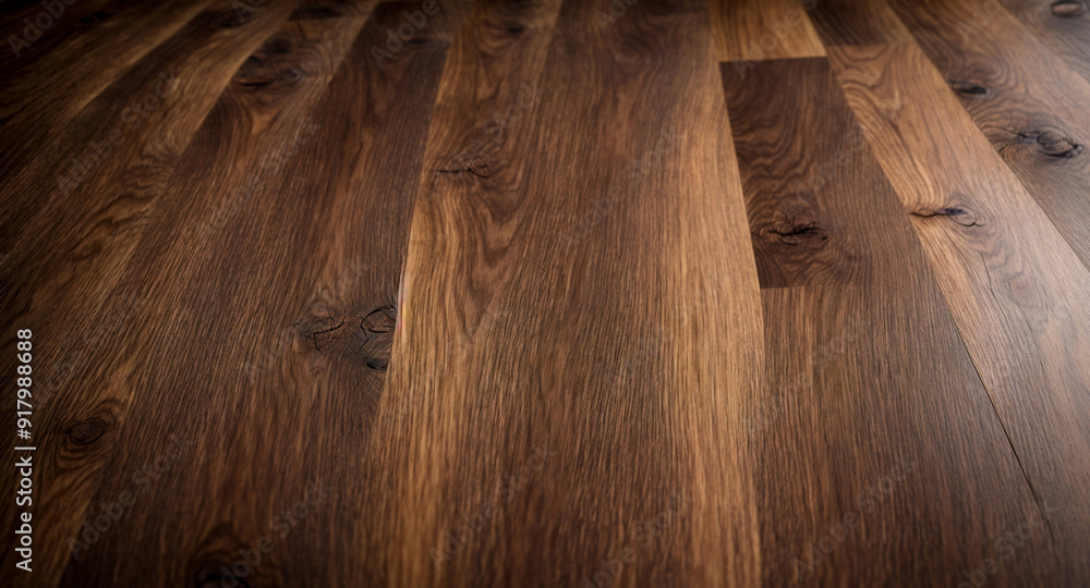 Warm Wooden Floorboards: A close-up perspective of rich, dark-stained ...
