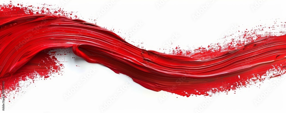 Red line of paint texture isolated on white background. Stroke with ...