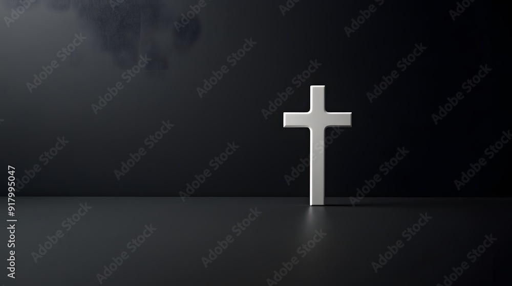Minimalist plain black background with a white cross, featuring a solid ...